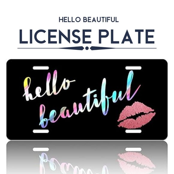 Accents | Hello Beautiful Car Front License Plate Coversrose Gold Lips ...